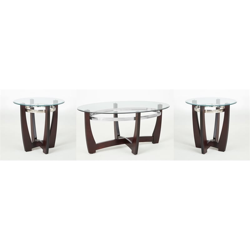 Steve Silver Matinee 3 Piece Glass Top Coffee Table Set in Black