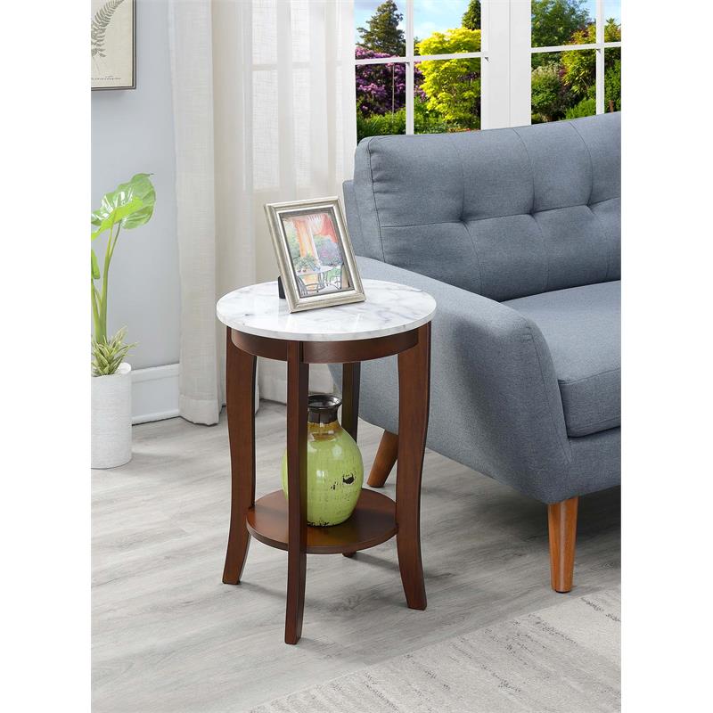 Convenience Concepts American Heritage Round End Table in Espresso Wood Finish Homesquare