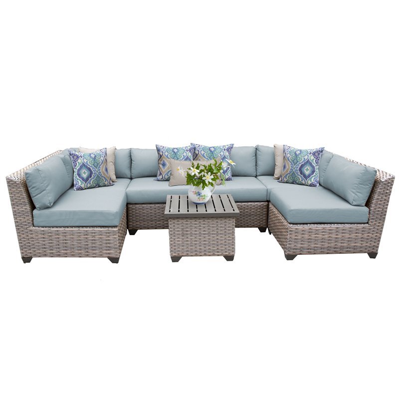 Florence 7 Piece Outdoor Wicker Patio Furniture Set 07c in Spa