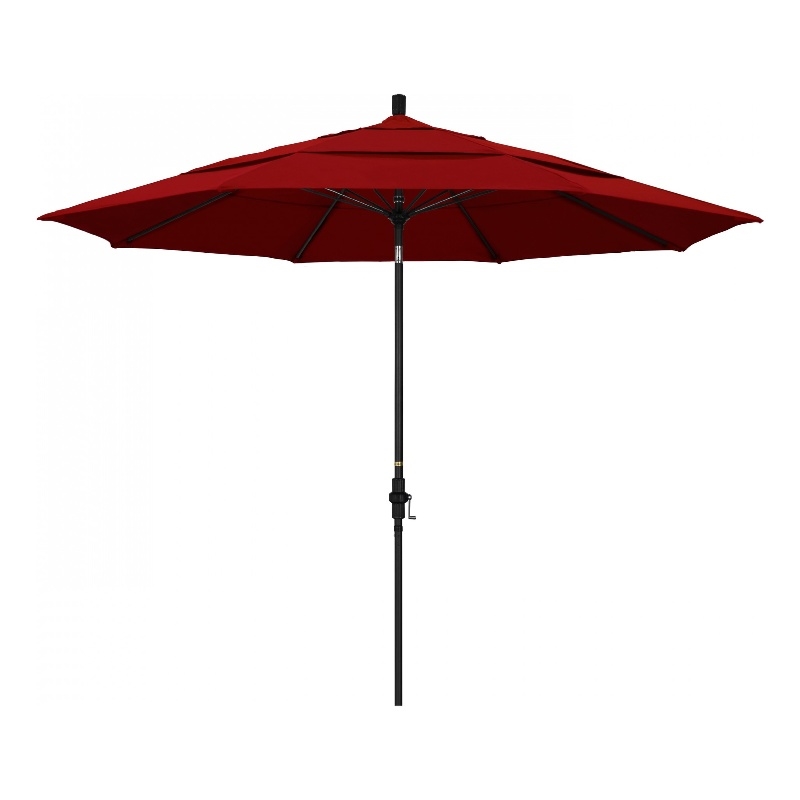 Pemberly Row 11' Black Aluminum Pole Performance Fabric Red Patio ...