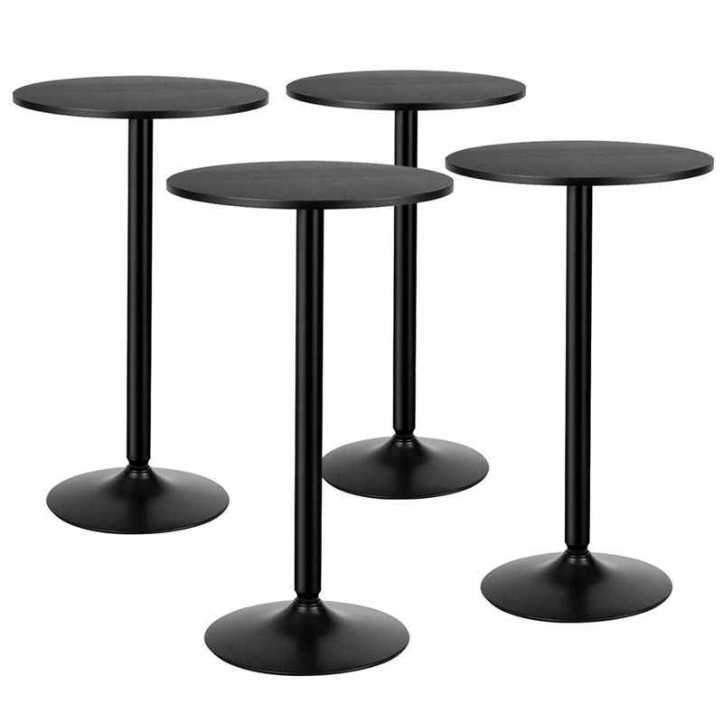 4 PCS 24 Inch Round Pub Table Bistro Bar Table W Metal Base Black 4 PCS 24 Inch Round Pub Table Bistro Bar Table W Metal Base Black