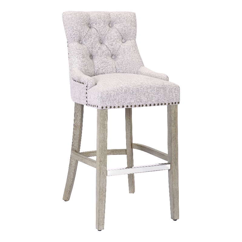 Bellmount 29 in. Upholstered Tufted Wingback Bar Stool