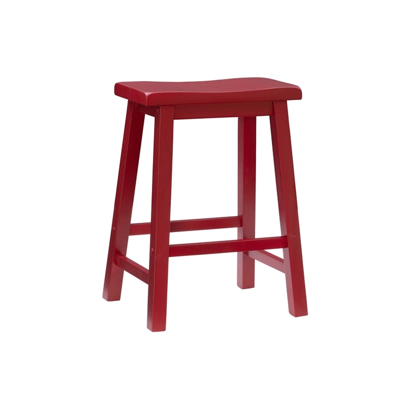 Linon Beamon 24" Sturdy Wood Backless Saddle Seat Counter Stool in ...