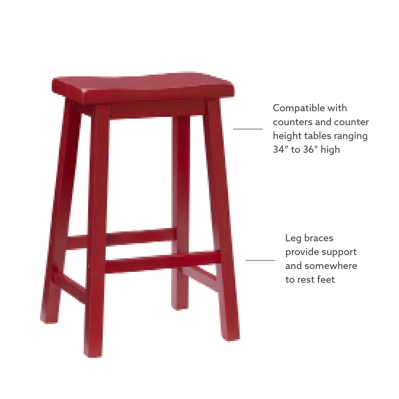 Linon Beamon 24" Sturdy Wood Backless Saddle Seat Counter Stool in ...