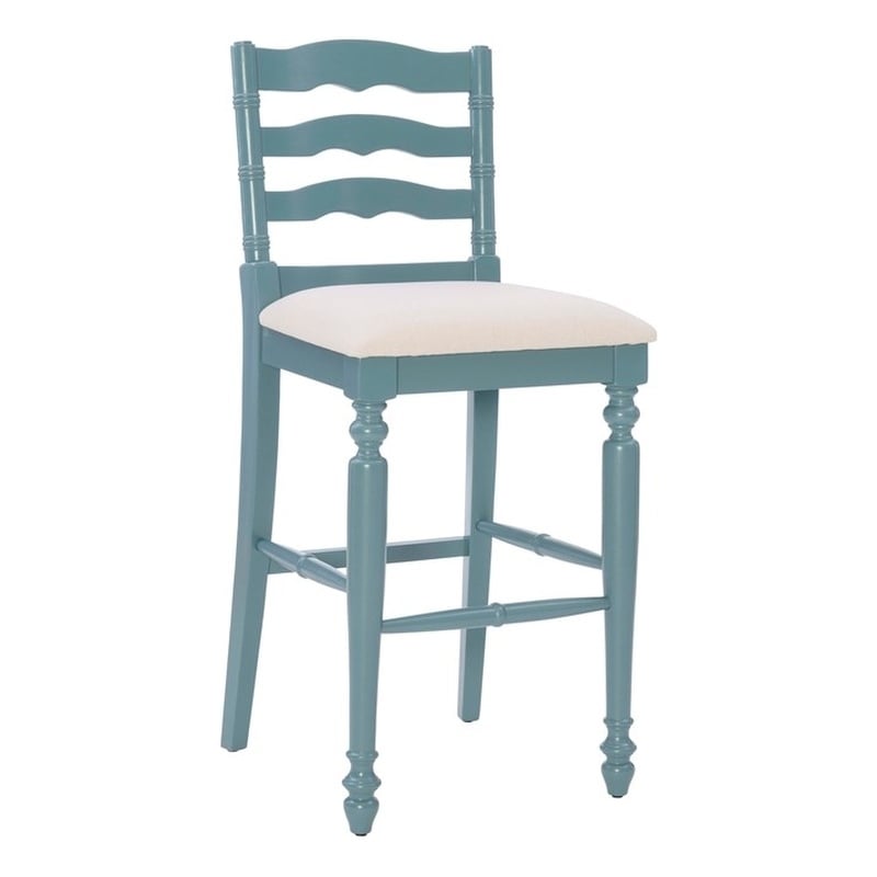 Linon Marino Bar Stool 30" Cream Upholstered Seat with Ladder Back in ...