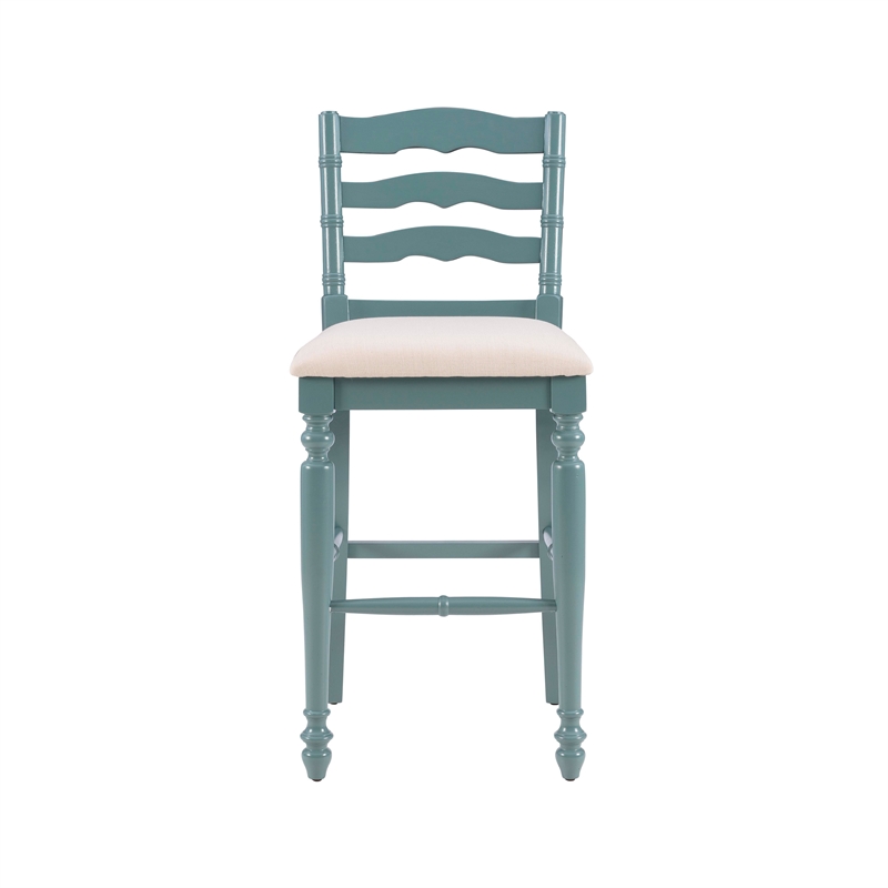 Linon Marino Bar Stool 30" Cream Upholstered Seat with Ladder Back in ...