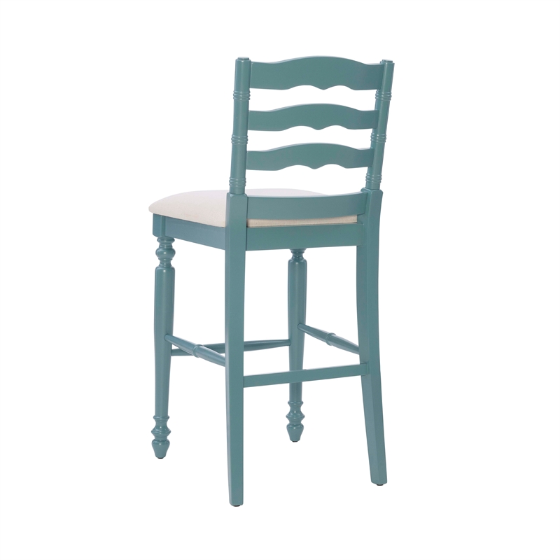 Linon Marino Bar Stool 30" Cream Upholstered Seat with Ladder Back in ...