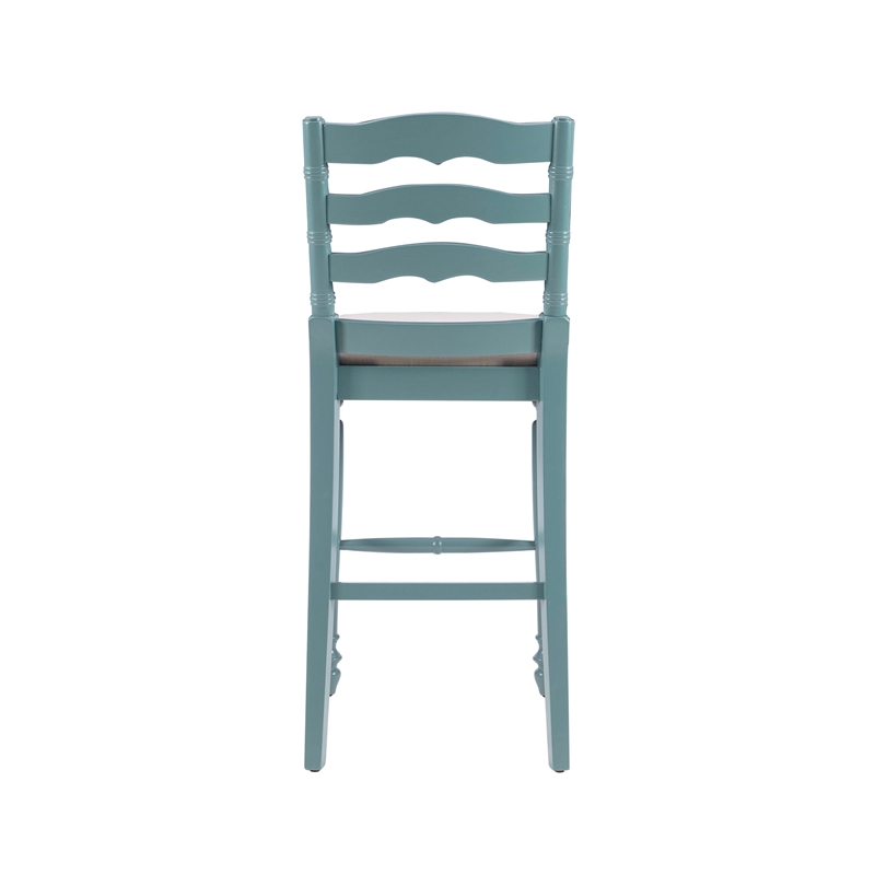Linon Marino Bar Stool 30" Cream Upholstered Seat with Ladder Back in ...