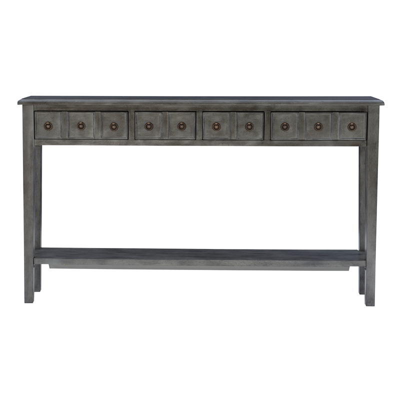 Linon Sadie Long Console Table with 4 Drawers and Shelf in Distressed ...