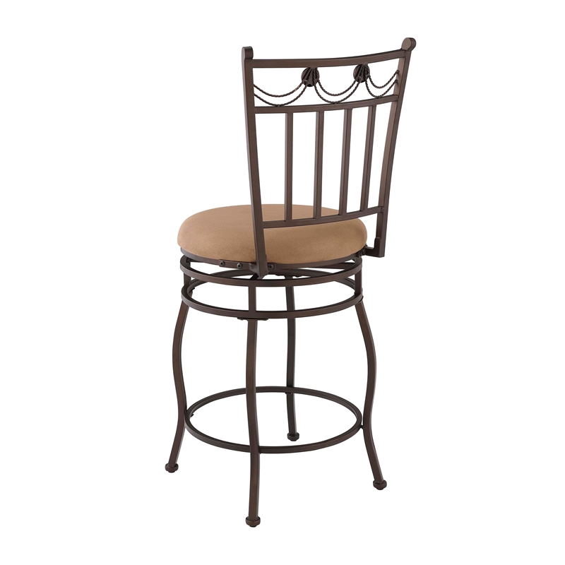 Linon Swag 24" Metal Swivel Counter Stool in Brown | Cymax Business