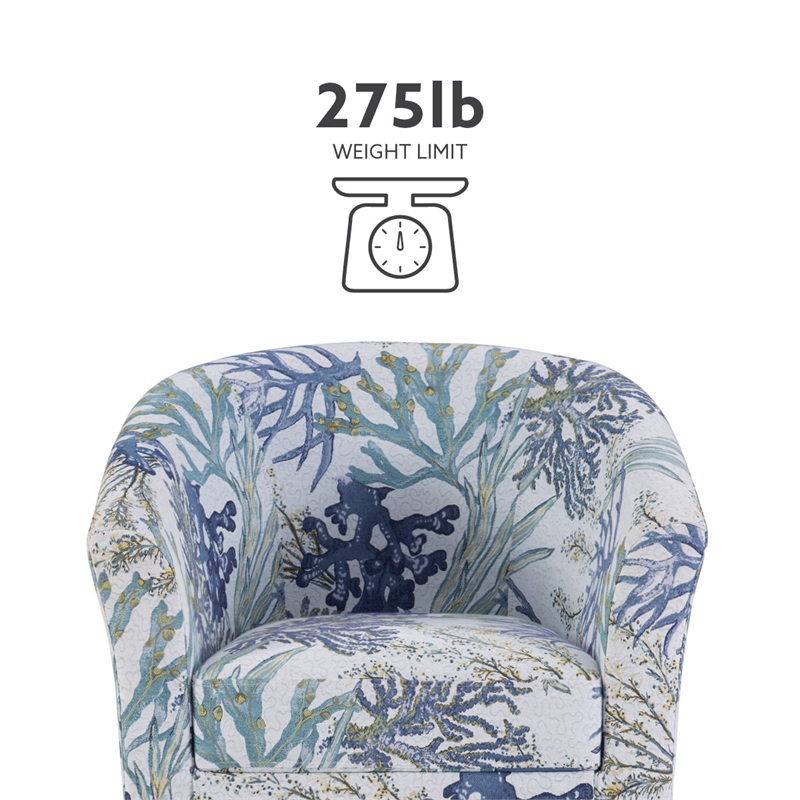 Linon Simon Oceanside Upholstered Club Chair in Blue Multi Coral Print ...