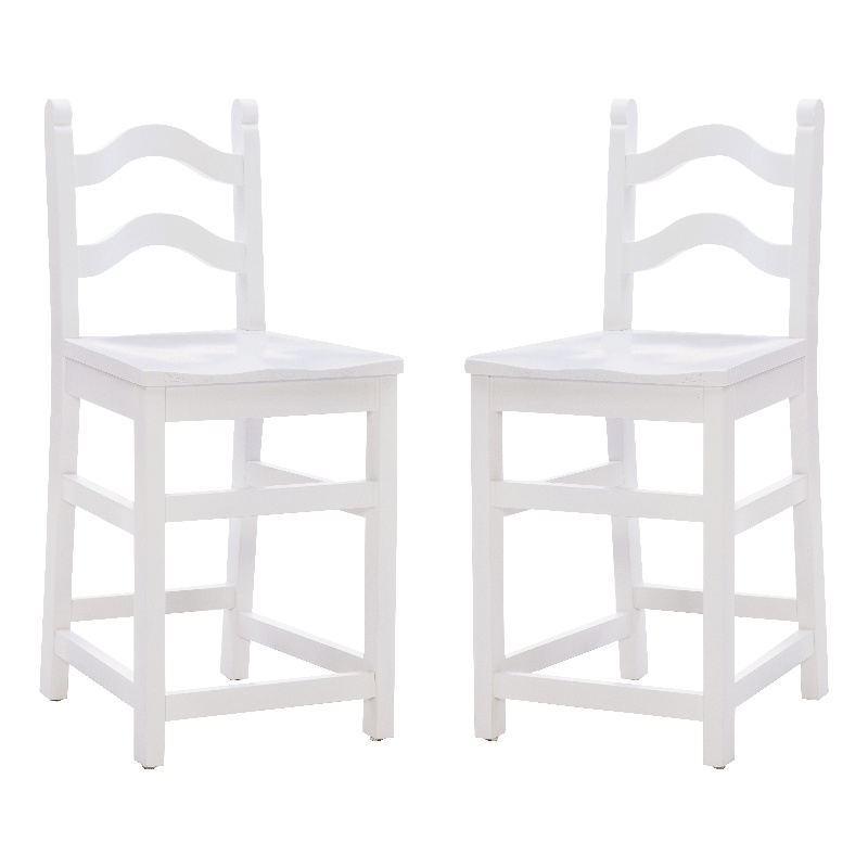 Linon Saco Wood Commercial Grade Set of Two Counter Stools in White ...