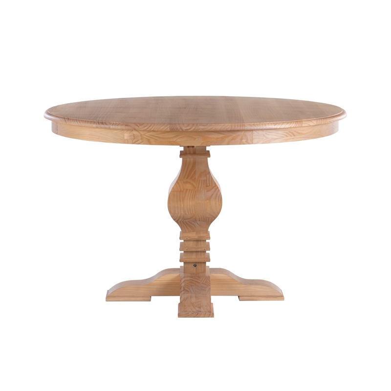 Linon Larson Pine Wood Round Pedestal Dining Table in Rustic Honey ...