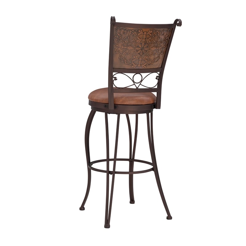 Linon Stamped Back 30" Metal Bar Stool in Bronze | Cymax Business
