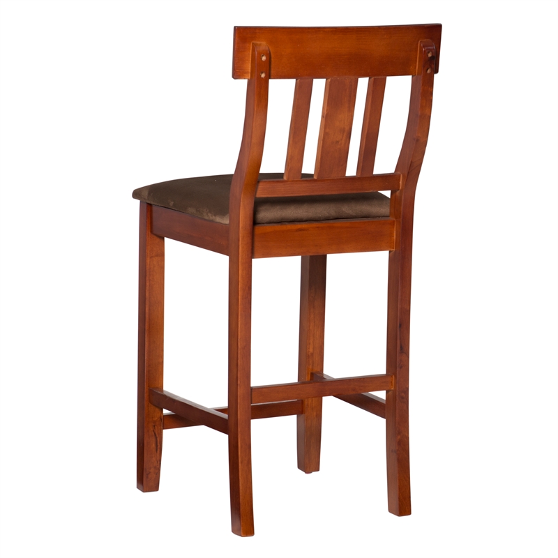 Linon Torino Wood Slat Back 24" Counter Stool in Cherry - 01848DKCHY-01 ...