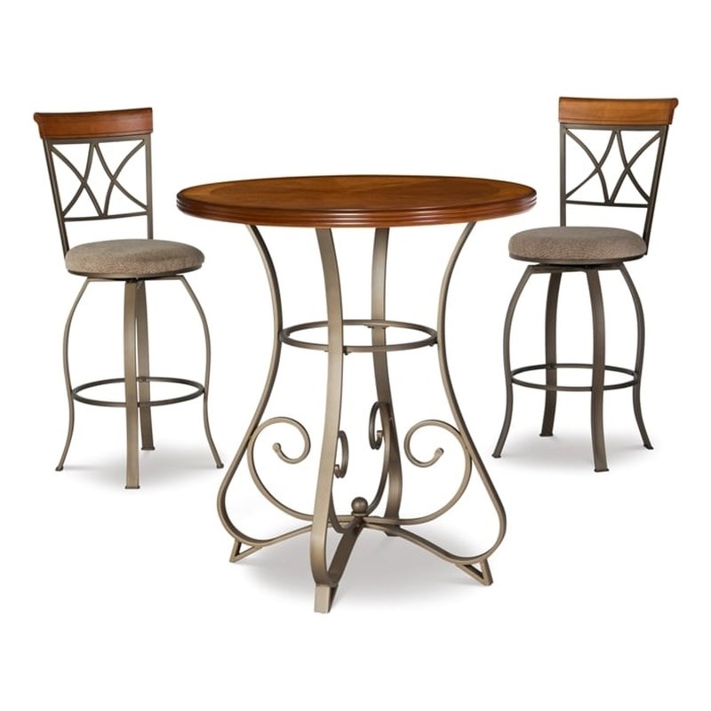 Linon Hamilton Three Piece Steel Swivel Pub Set in Matte Pewter ...