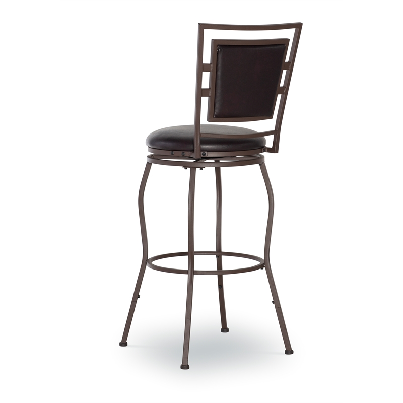 Linon Townsend Metal Adjustable Stool Set of Three in Dark Brown