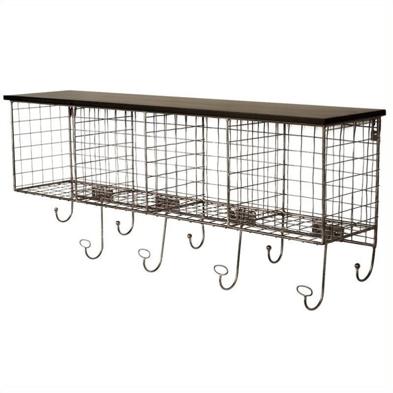 Linon Four Cubby Metal Wall Shelf in Black - AHWE12381