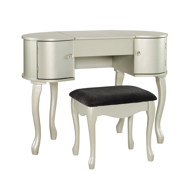 Linon Paloma Wood Vanity Set in Silver - 580425SIL01U