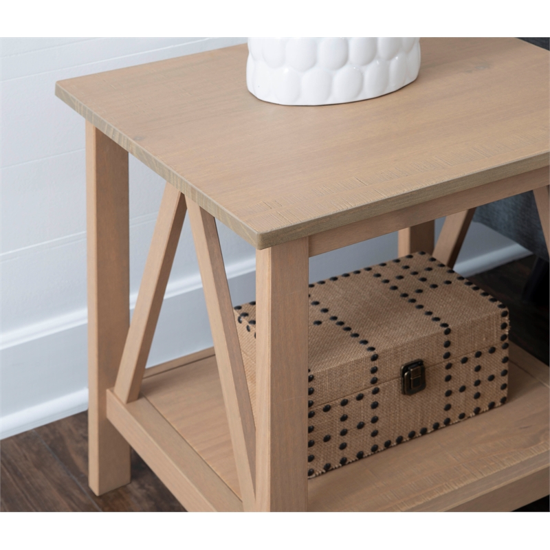 Linon Titian Wood End Table in Driftwood | Cymax Business