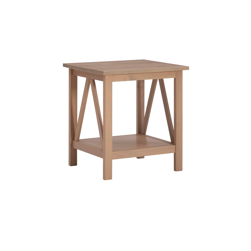 Linon Titian Wood End Table in Driftwood
