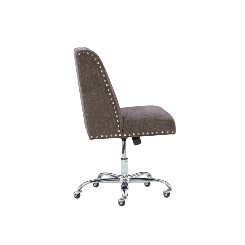 Linon Draper Wood Upholstered Office Chair in Charcoal Gray | Cymax ...