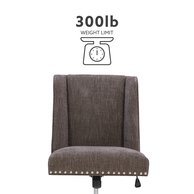Linon Draper Wood Upholstered Office Chair in Charcoal Gray | Cymax ...