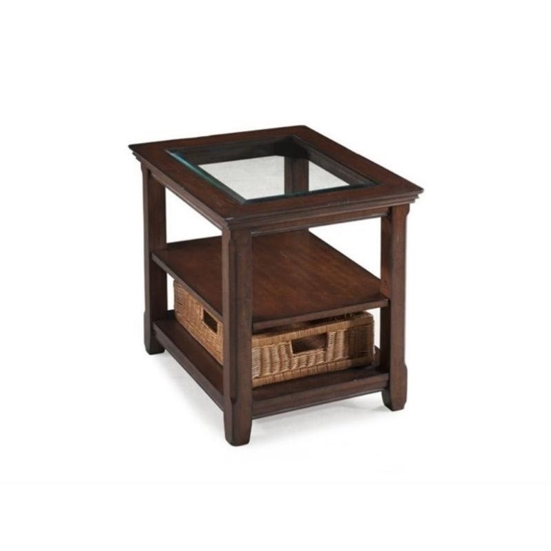 Magnussen Tanner Wood Rectangular End Table with Glass Inserts - T1297-03
