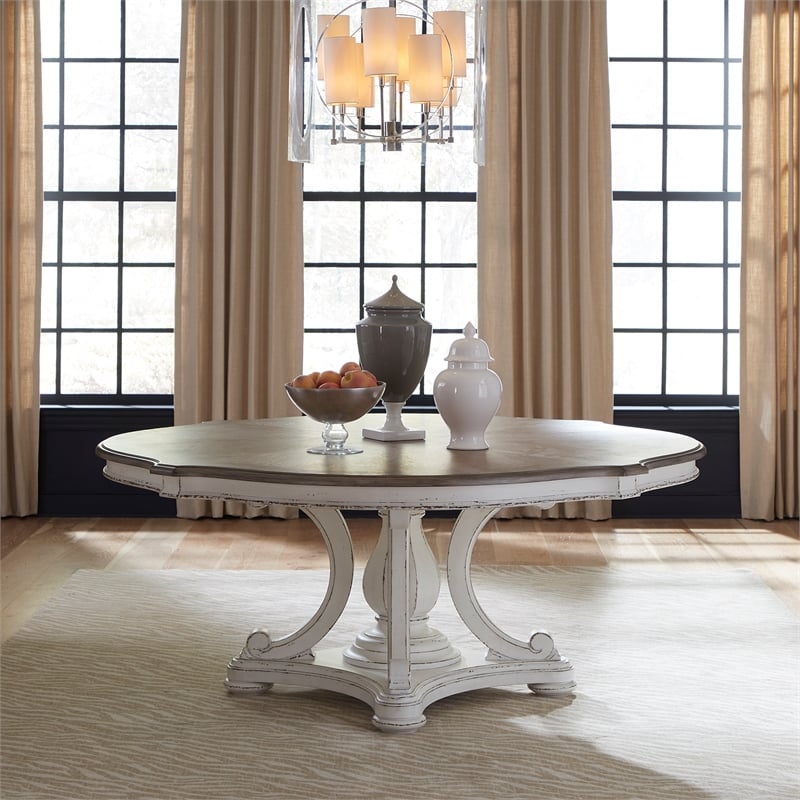 Liberty Furniture Magnolia Manor Round Wood Table Set in Antique White ...