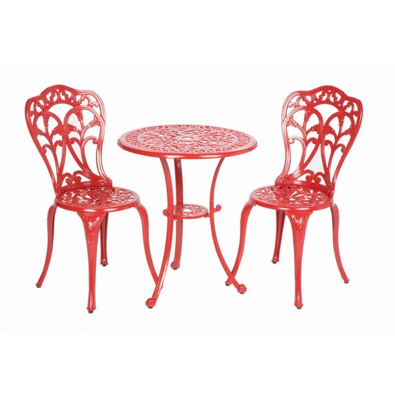 Alfresco Home Triora 3 Piece Patio Bistro Set in Lipstick Red | Cymax ...