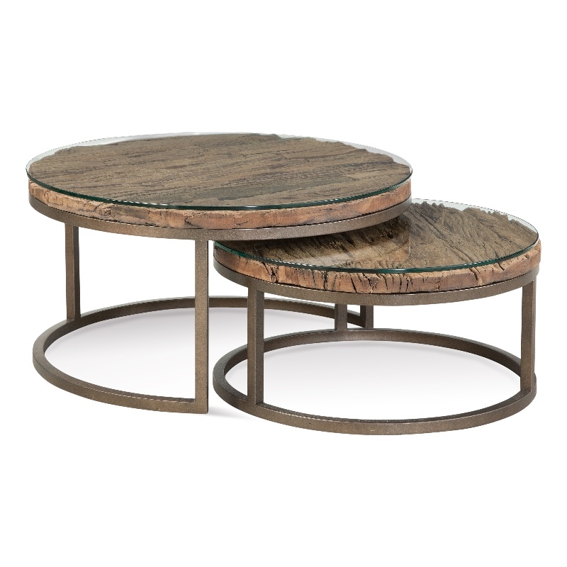 Cambria Reclaimed Wood Nesting Table in Brown | BushFurnitureCollection.com
