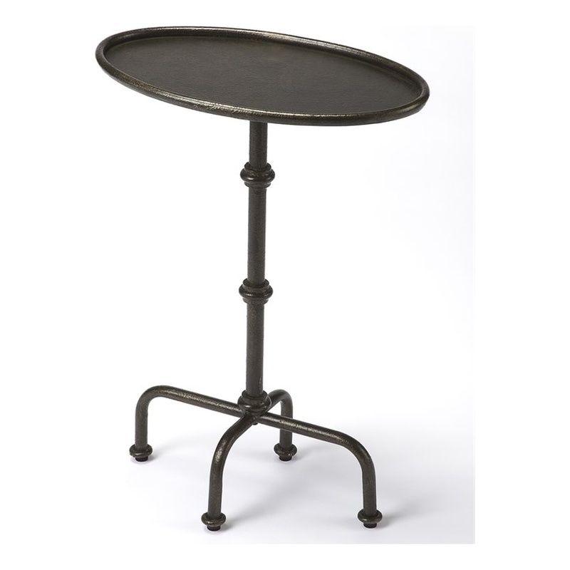 Butler Specialty Company End Table Coffee Accent Table Oval in Metal - Gray