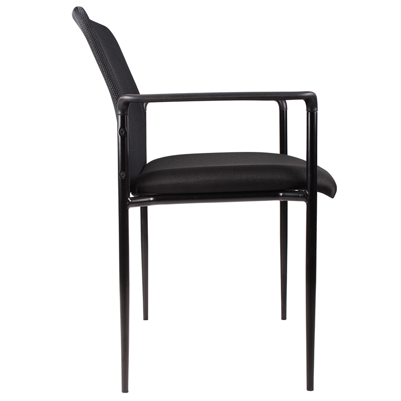 Boss Office Products Stacking Guest Arm Stacking Guest Chair in Black