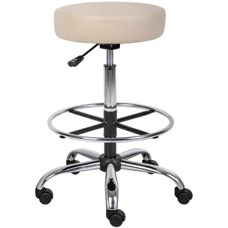 Boss Office Adjustable Faux Leather Backless Drafting Stool in Beige ...