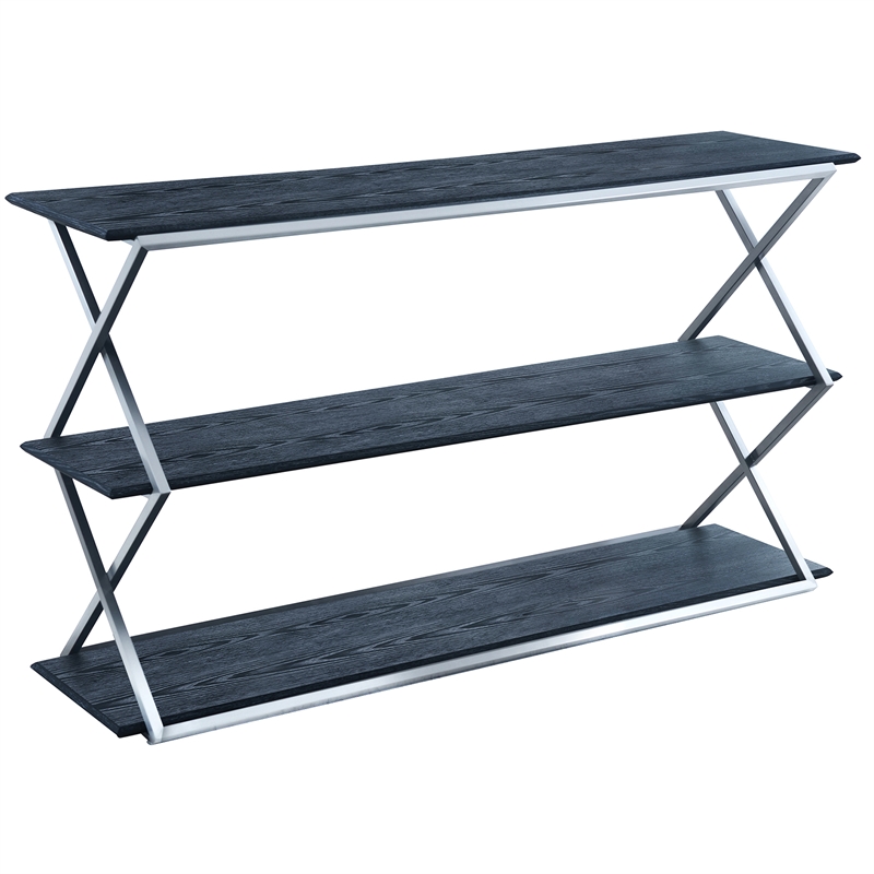 Armen Living Westlake 3-Tier Wood & Metal Console Table in Black ...