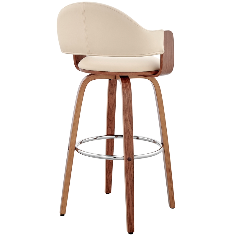 Daxton 30" Cream Faux Leather and Walnut Wood Bar Stool | Cymax Business