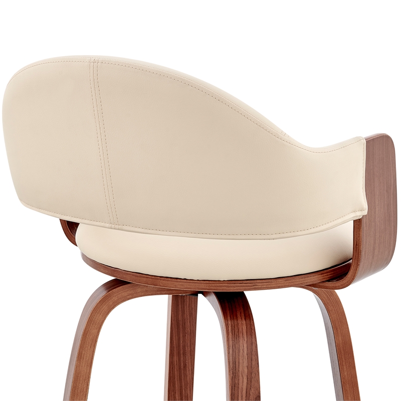 Daxton 30" Cream Faux Leather and Walnut Wood Bar Stool | Cymax Business
