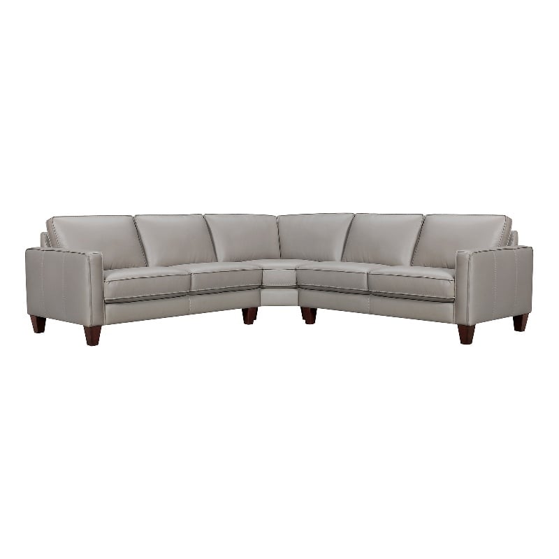 Armen Living Summit 3-Piece Greige Leather Sectional Sofa in Gray ...