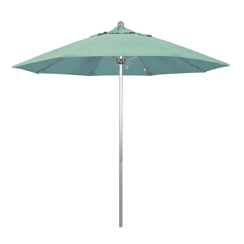California Umbrella Venture 9' Silver Market Umbrella in Spa | Homesquare