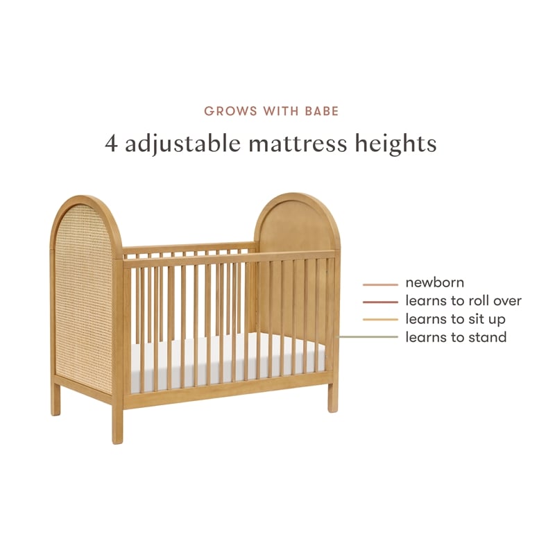 Babyletto Bondi Cane 3-in-1 Convertible Crib in Honey with Natural Cane