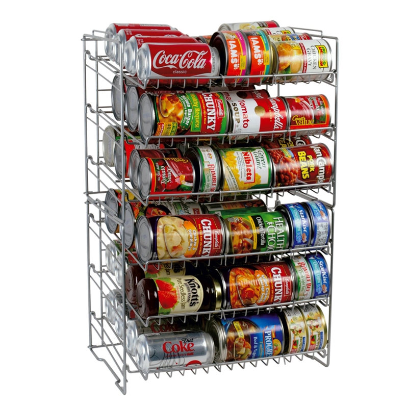 Atlantic 6-Tier Double Can Rack Wire Organizer for Pantry in Silver