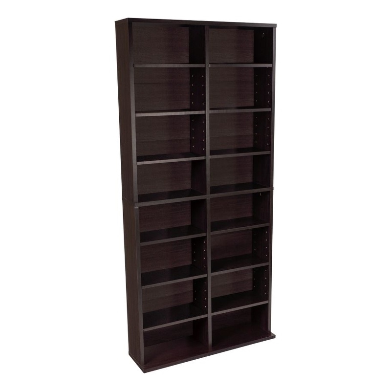 Atlantic Oskar 72" XLarge Triple Slim Multimedia & Bookcase in Espresso ...