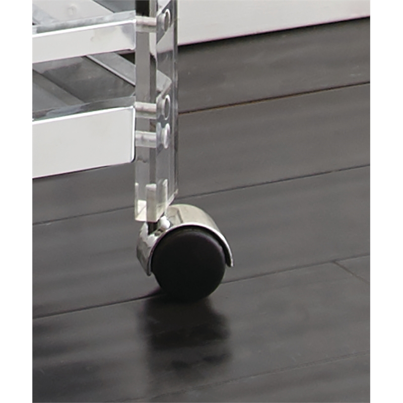 Aerin Acrylic Bar Cart in Clear Acrylic with Chrome trim | Cymax Business