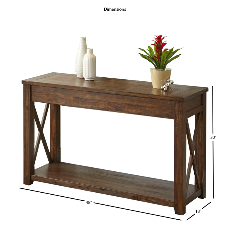 Steve Silver Lenka Wood Console Table in Brown Oak | Cymax Business
