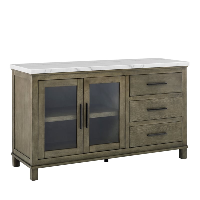 Steve Silver Grayson 60" White Marble Top Server | Homesquare