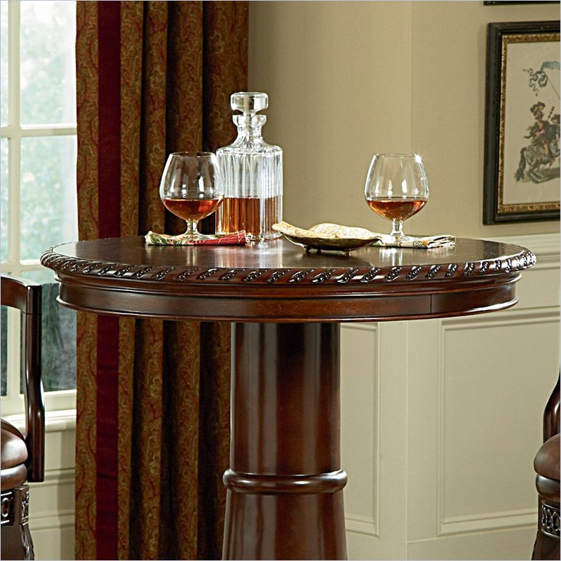 Steve Silver Company Antoinette Wood Top Round Pub Table in Cherry ...