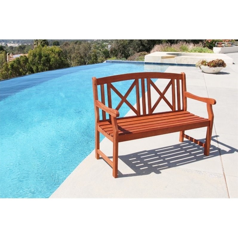 Vifah Outdoor 2 Seater Wood Bench | Cymax Business