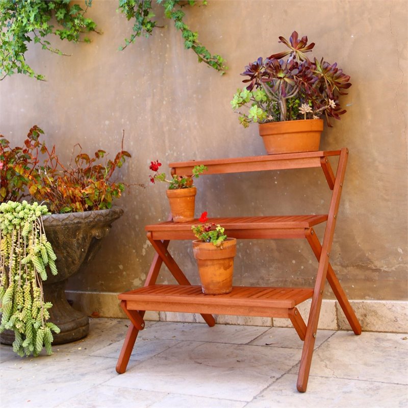 Vifah Malibu Outdoor Wood Three-Layer Plant Stand | Cymax Business