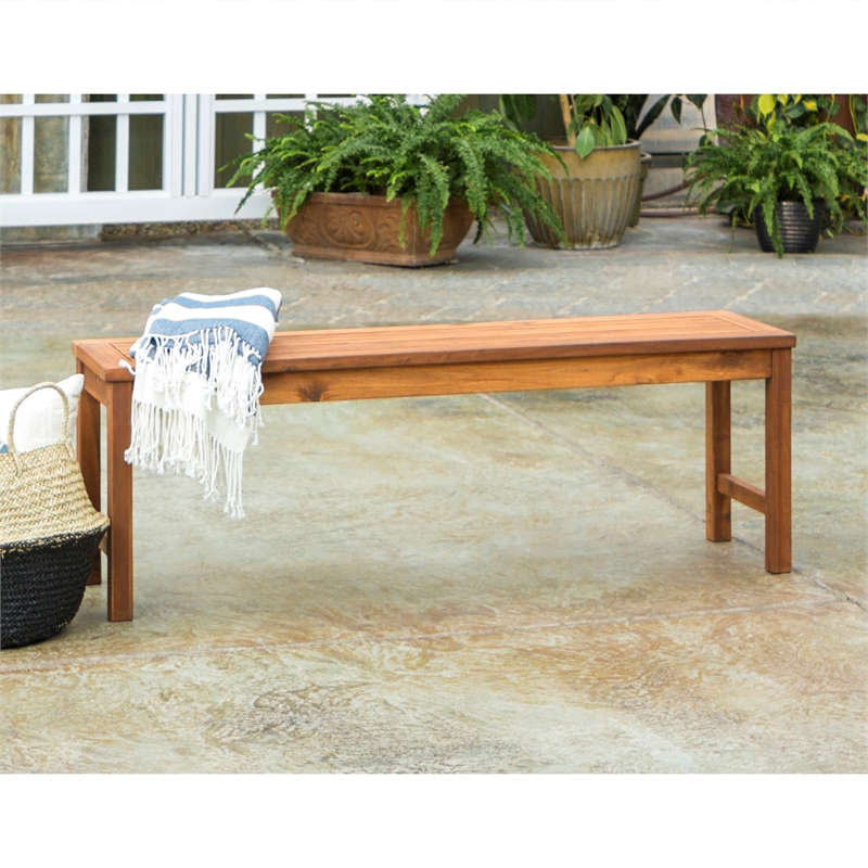 Brown Acacia Wood Patio Bench | Cymax Business