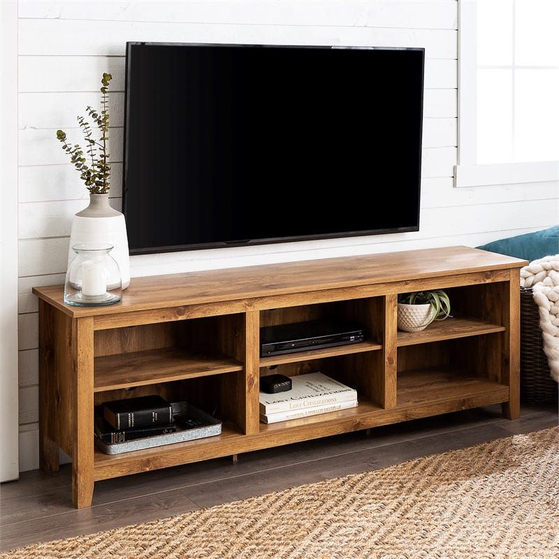 70" Essentials Series TV Stand in Barnwood | BushFurnitureCollection.com